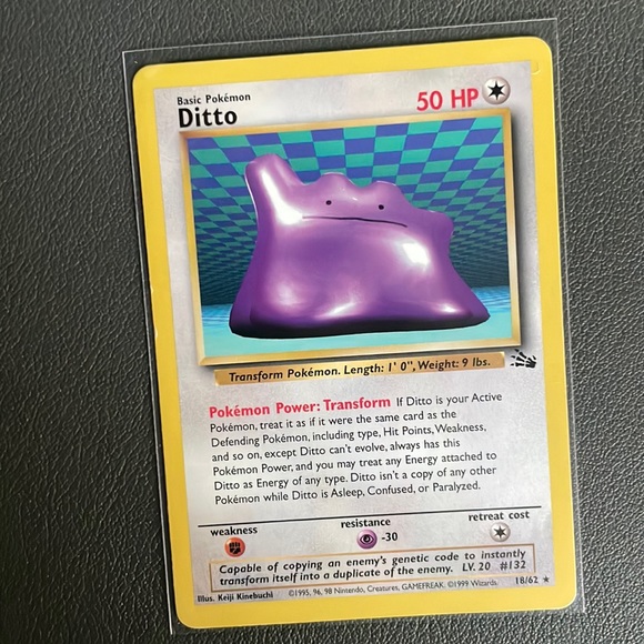 Pokemon | Other | Pokmon Ditto Base Set Fossil Rare Card | Poshmark
